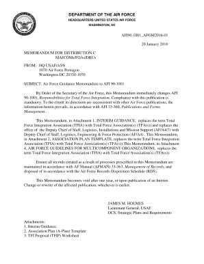 Fillable Online FROM: HQ USAF/A5/8 Fax Email Print - pdfFiller