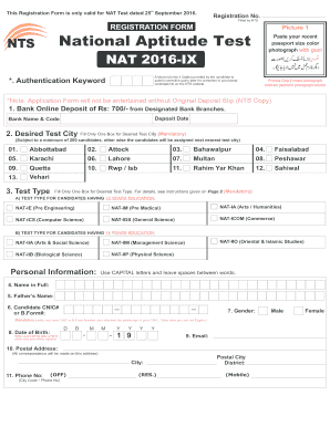 Fillable Online nts org 9th NAT 2016 Form - nts org Fax Email Print ...