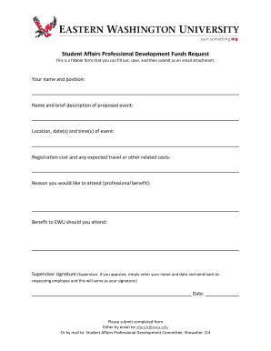 Fillable Online Student Affairs Professional Development Funds Request ...