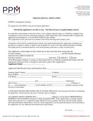 Fillable Online VIRGINIA RENTAL APPLICATION Fax Email Print - pdfFiller