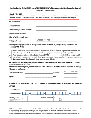 Fillable Online Practising Certificate Fee Exemption or Reimbursement ...