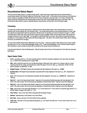 Fillable Online Encumbrance Status Report Fax Email Print - pdfFiller