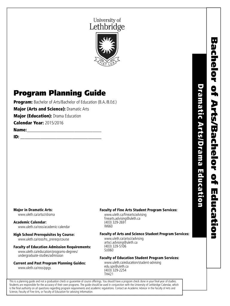 Fillable Online uleth Bachelor of Arts/Bachelor of Education - uleth.ca ...