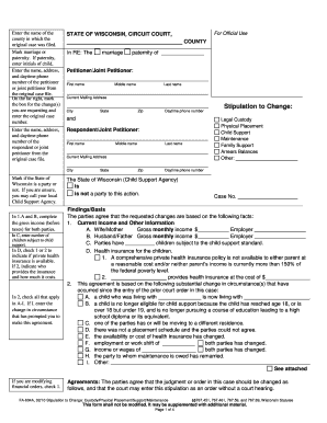 Fillable Online jeffersoncountywi Form for Stipulated Child Support ...