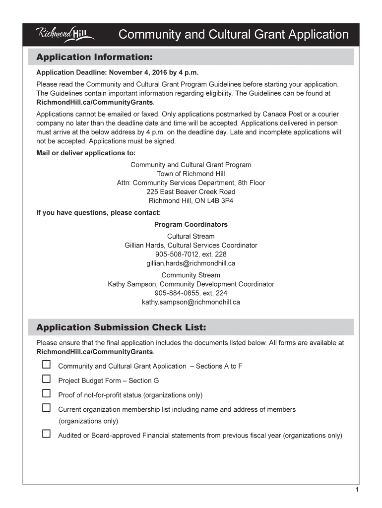 Fillable Online Community and Cultural Grant Application Fax Email ...