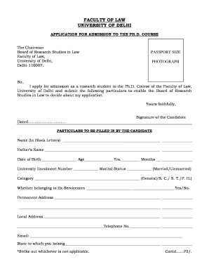 Fillable Online eadmission Ph.D. Application Form - eadmission Fax ...
