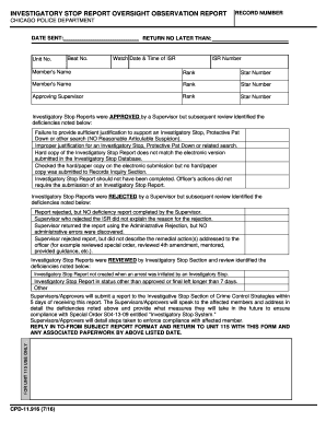 Fillable Online INVESTIGATORY STOP REPORT OVERSIGHT OBSERVATION Fax ...