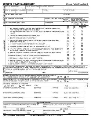 Fillable Online DOMESTIC VIOLENCE ASSESSMENT Fax Email Print - pdfFiller