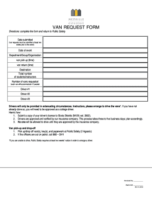 Fillable Online me medaille VAN REQUEST FORM - Medaille College Fax ...