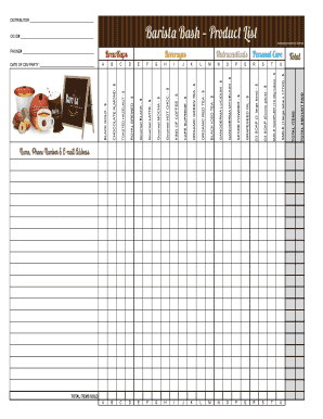 Fillable Online Barista Product Order Form Fax Email Print - pdfFiller
