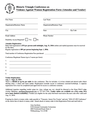 Fillable Online jamescitycountyva Historic Triangle Conference on ...