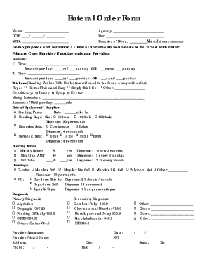 Fillable Online childrensmercy Enteral Order Form - childrensmercy.org ...