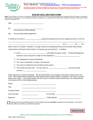 Fillable Online BOILER DECLARATION FORM - safetyauthority.ca Fax Email ...