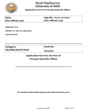 Fillable Online Application Form for Principal Scientific Officer Fax Email Print - pdfFiller