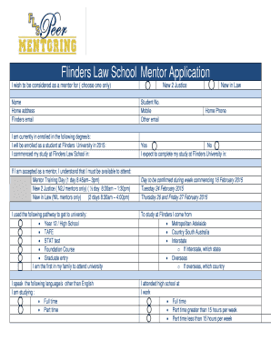 Fillable Online flinders edu Flinders Law School Mentor Application ...