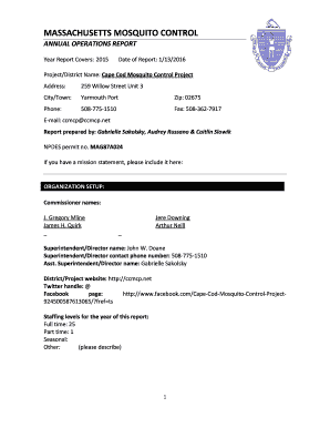 Fillable Online mass Project/District Name: Cape Cod Mosquito Control ...