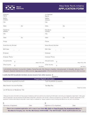 Fillable Online Maui Solar Roofs Initiative APPLICATION FORM Fax Email ...