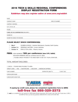 Fillable Online Exhibitor Registration Form - AERA Fax Email Print ...