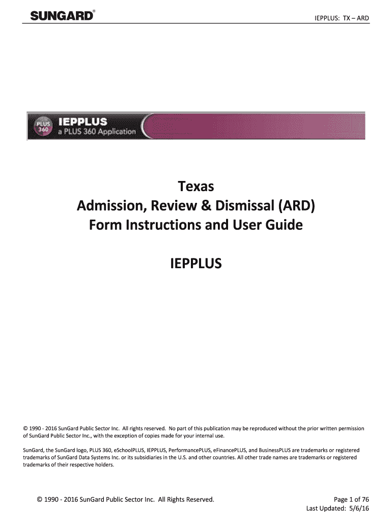 Fillable Online iep psd202 Texas Admission, Review & Dismissal (ARD ... Fillable Online iep psd202 Texas Admission, Review & Dismissal (ARD ...