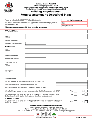 Fillable Online gov Building Regulations - form to accompany deposit of ...