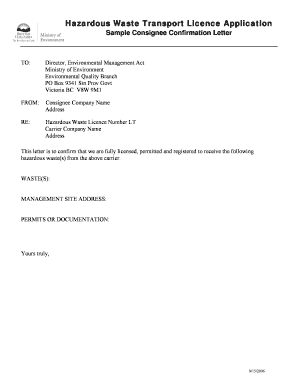 Fillable Online Sample Consignee Confirmation Letter Fax Email Print ...