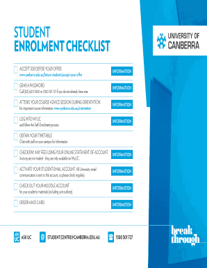 Fillable Online canberra edu STUDENT ENROLMENT CHECKLIST - canberra.edu ...