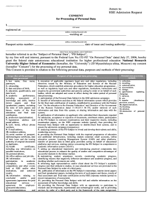 Fillable Online spb hse Annex to HSE Admission Request CONSENT for ...