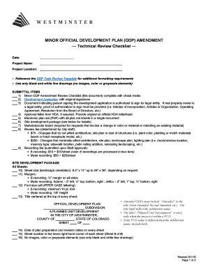 Fillable Online ci westminster co MINOR OFFICIAL DEVELOPMENT PLAN (ODP ...