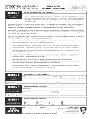 Fillable Online stockton Remote Access Request Form - Stockton ...
