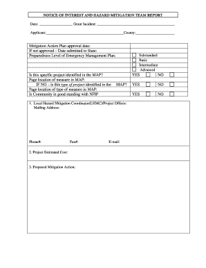 Fillable Online dps texas NOTICE OF INTEREST AND HAZARD MITIGATION TEAM ...