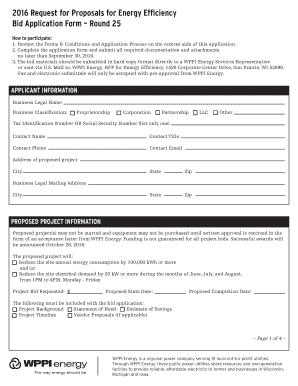 Fillable Online 2016 Request for Proposals for Energy Ef?ciency Bid ...