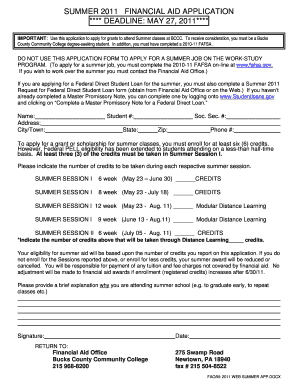 Fillable Online bucks FINANCIAL AID APPLICATION - Think Smart - bucks ...