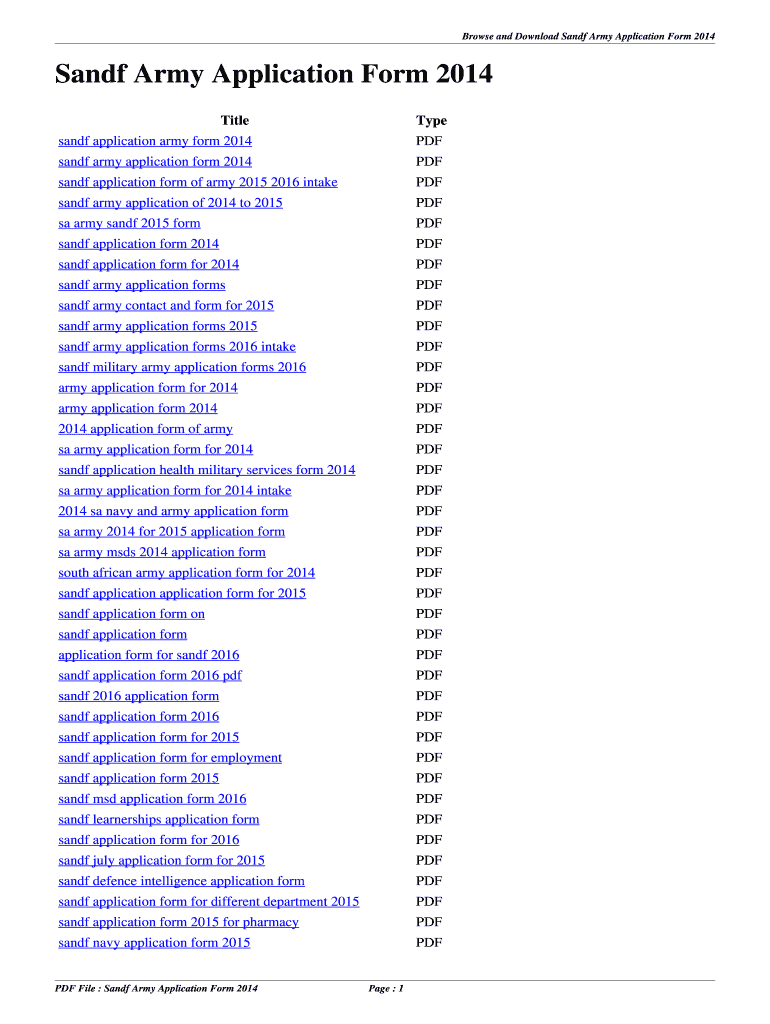 Fillable Online Sandf Army Application Form 2014. sandf army application form 2014 Fax Email ...