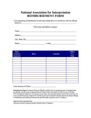 Fillable Online NAI reimbursement form Fax Email Print - pdfFiller