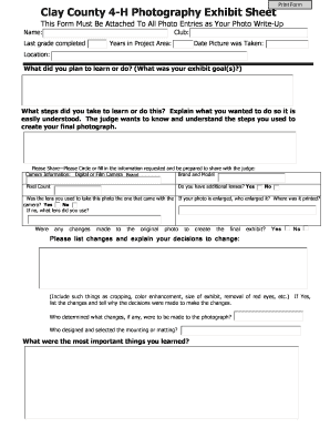 Fillable Online extension iastate Clay County 4-H Photography Exhibit ...