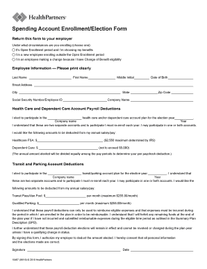 Fillable Online Spending Account Enrollment/Election Form Fax Email ...