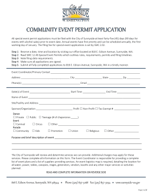 Fillable Online COMMUNITY EVENT PERMIT APPLICATION Fax Email Print - pdfFiller