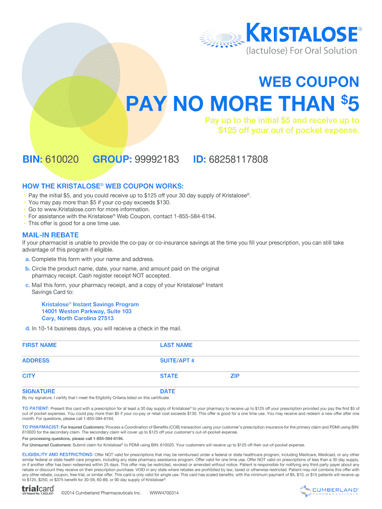 Kristalose Coupon - Fill and Sign Printable Template Online | US Legal ...