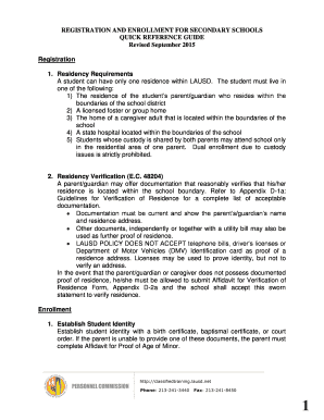 Fillable Online REGISTRATION AND ENROLLMENT FOR SECONDARY SCHOOLS Fax ...