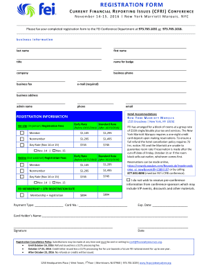 Fillable Online cfri financialexecutives Registration Form - 35th ...