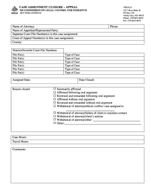 Fillable Online nd CAS CASE ASSIGNMENT CLOSURE APPEAL Fax Email Print - pdfFiller