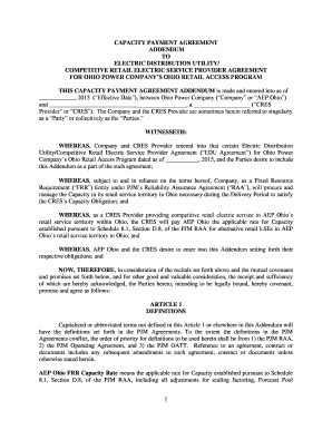 Fillable Online capacity payment agreement addendum to electric ...