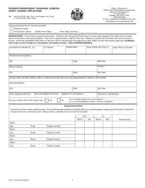 Fillable Online oci wi Resident/Nonresident Managing General Agent ...