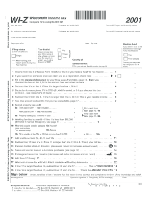 Fillable Online revenue wi Form WI-Z Wisconsin Income Tax Return - 2001 ...