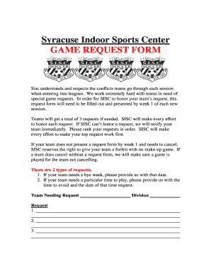 Fillable Online Game Request Form Fax Email Print - pdfFiller