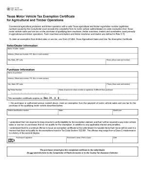 Fillable Online Texas Motor Vehicle Tax Exemption Certificate Fax Email ...