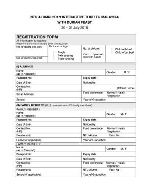Fillable Online ntu edu REGISTRATION FORM - Nanyang Technological ...