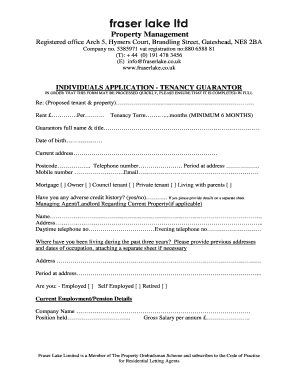 Fillable Online guarantor application form - Fraser Lake Property Sales ...