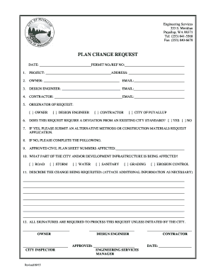 Fillable Online cityofpuyallup PLAN CHANGE REQUEST - cityofpuyallup.org ...
