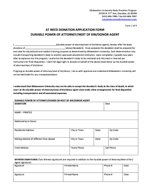 Fillable Online midwestern Midwestern University Body Donation Program ...